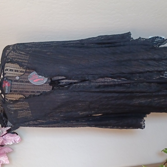 Killstar | Jackets & Coats | Killstar Luciennes Seal Duster 4x Black Stretchy Lace Velvet Tie At ...